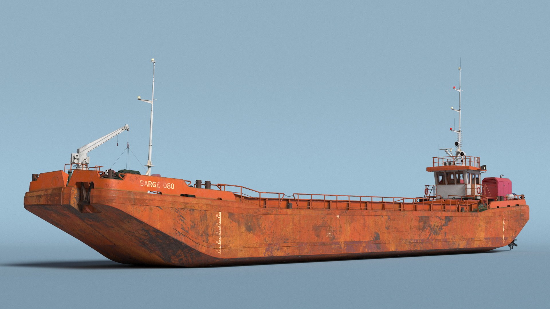 3D Model Split Hopper Barge Rusty Orange Rigged For Cinema 4D ...