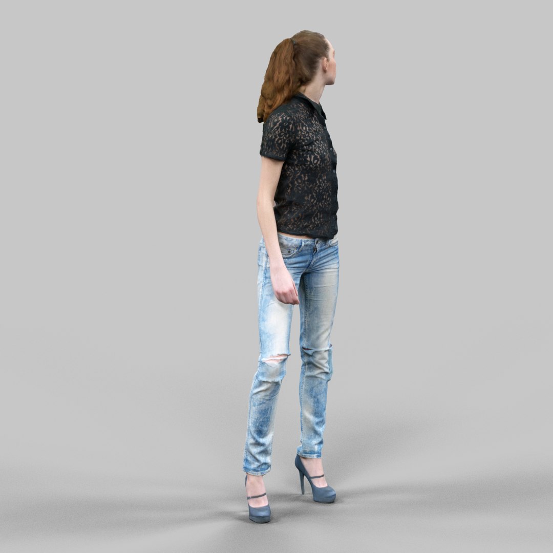 Girl Ripped Jeans 3d Model