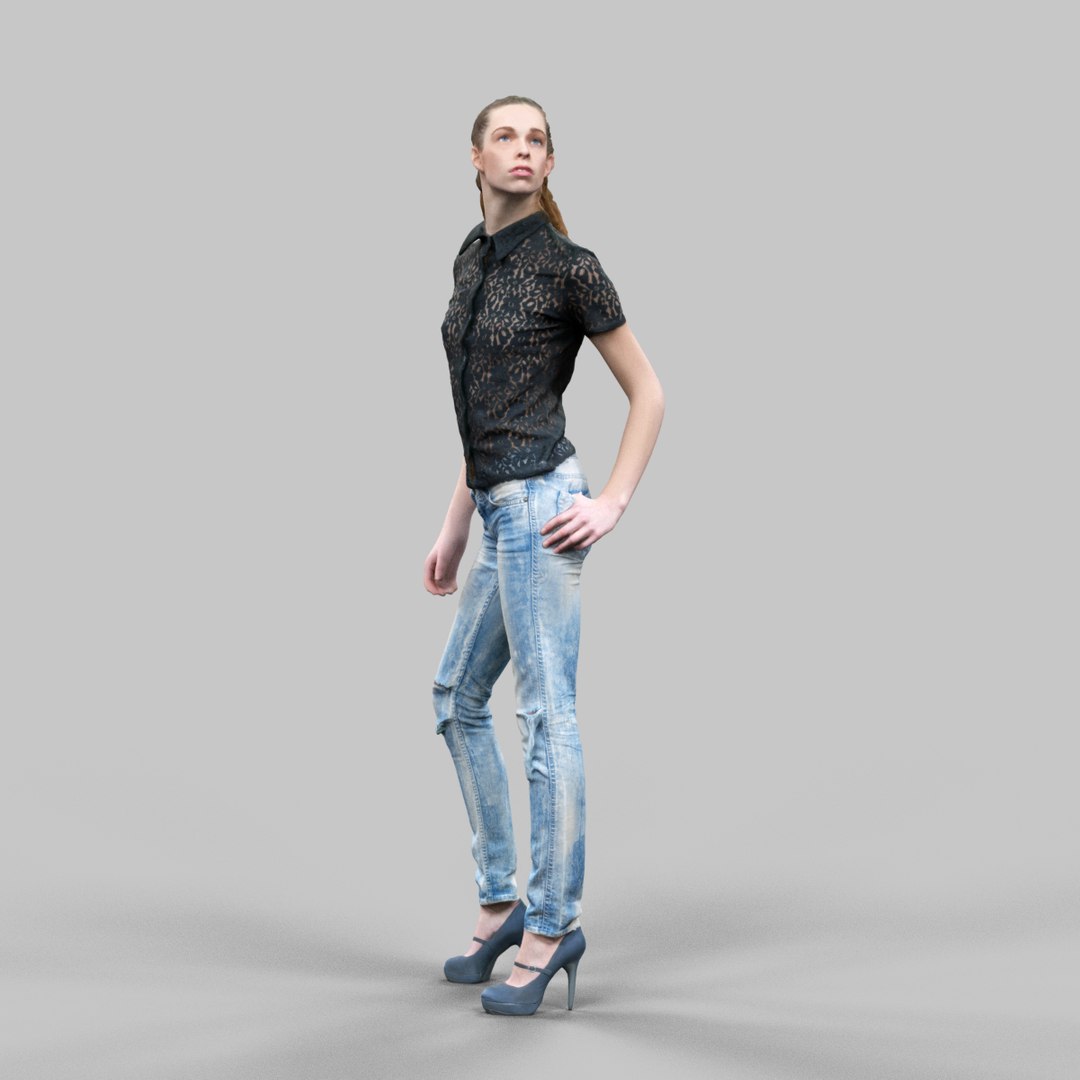 Girl Ripped Jeans 3d Model