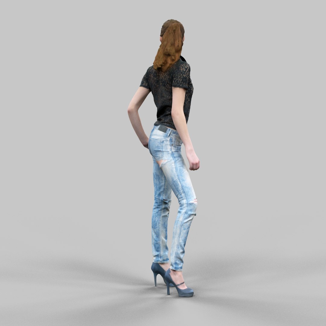 Girl Ripped Jeans 3d Model