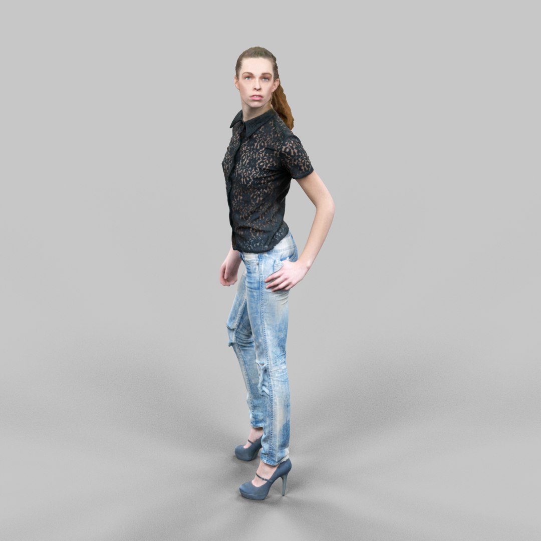 Girl Ripped Jeans 3d Model