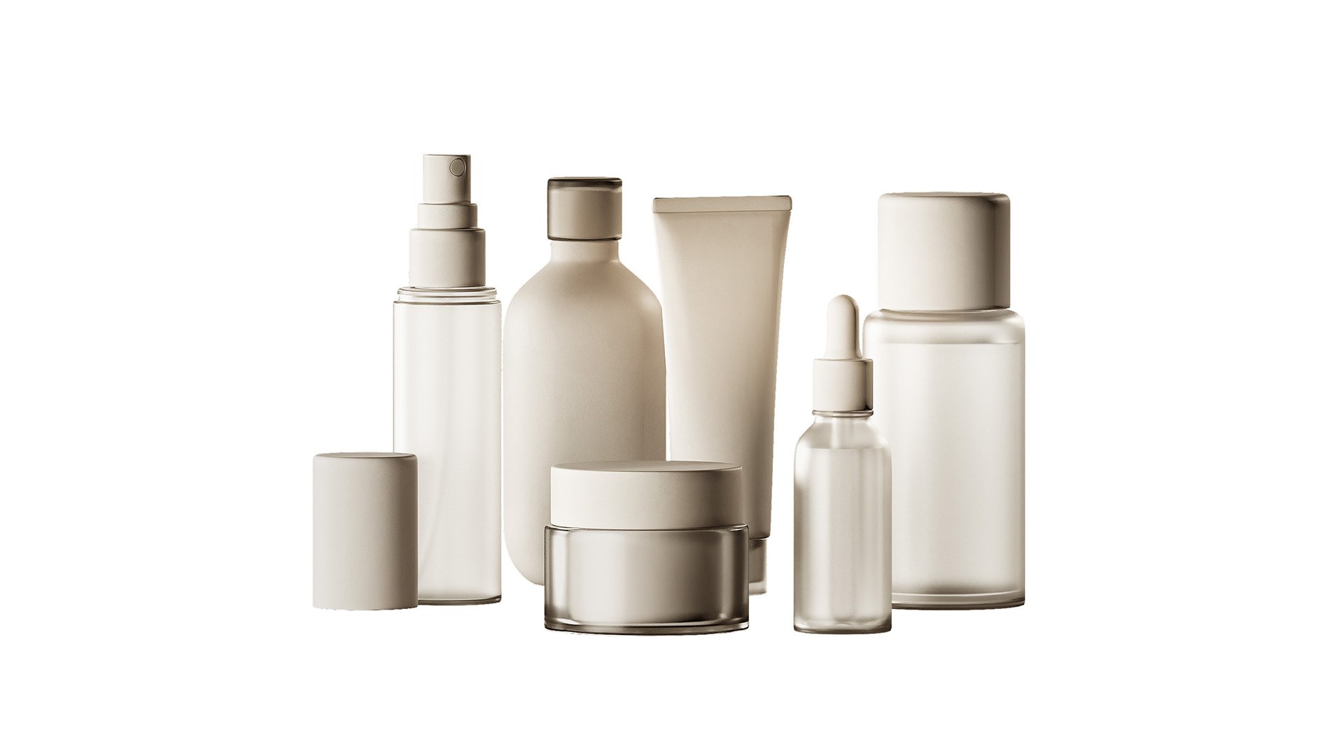 3D Model Cosmetics Minimal Plain White Bottles And Jars Collection ...