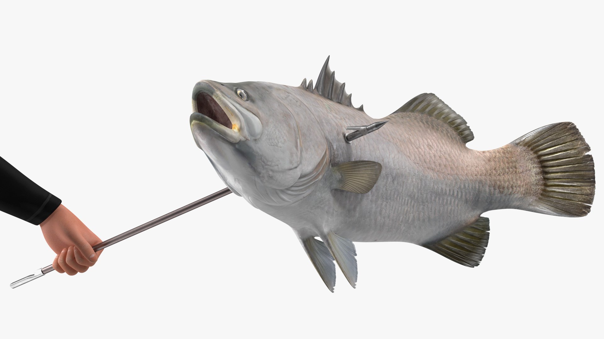 3D Diver With Underwater Speargun And Fish Rigged For Maya Model ...