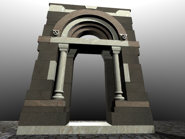 medieval portal romanic 3d model