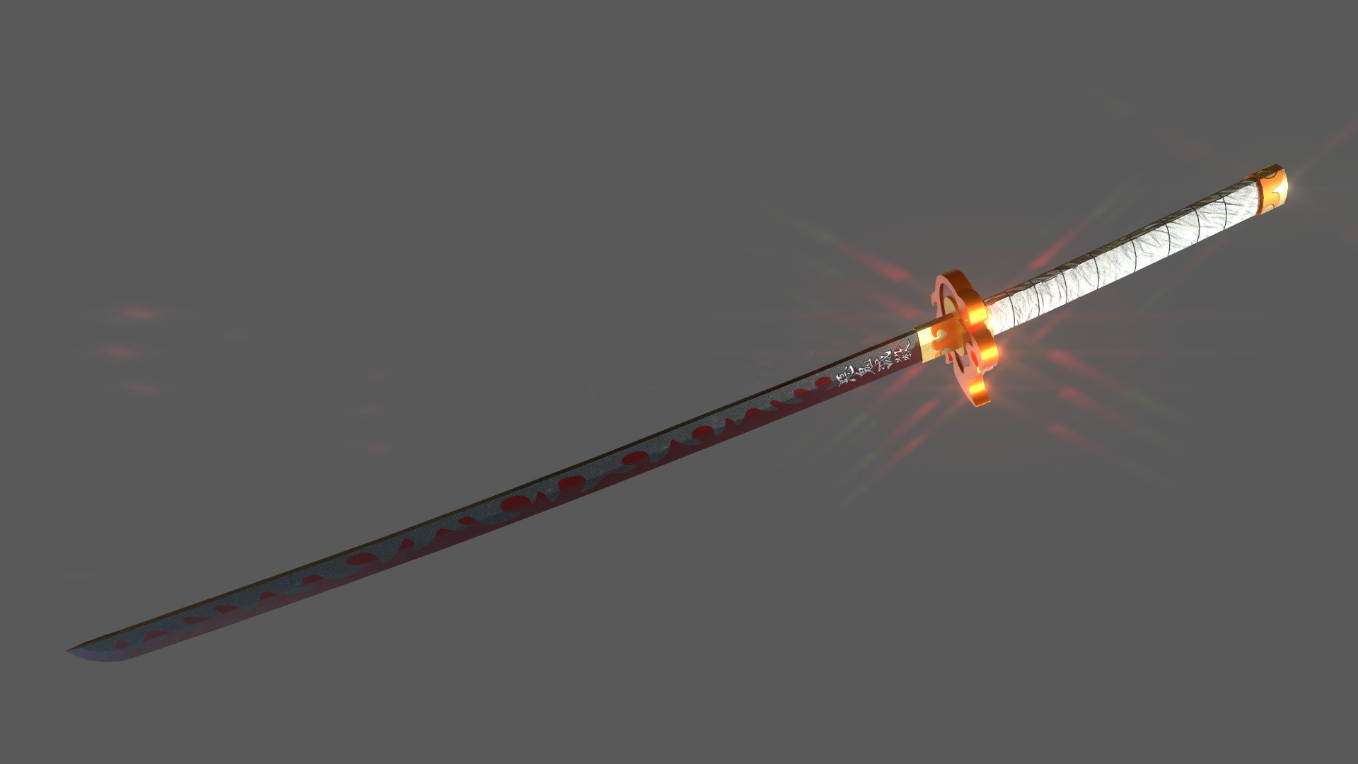 3D Kyojuro Rengoku Nichirin. Kimetsu No Yaiba- Demon Slayer ...