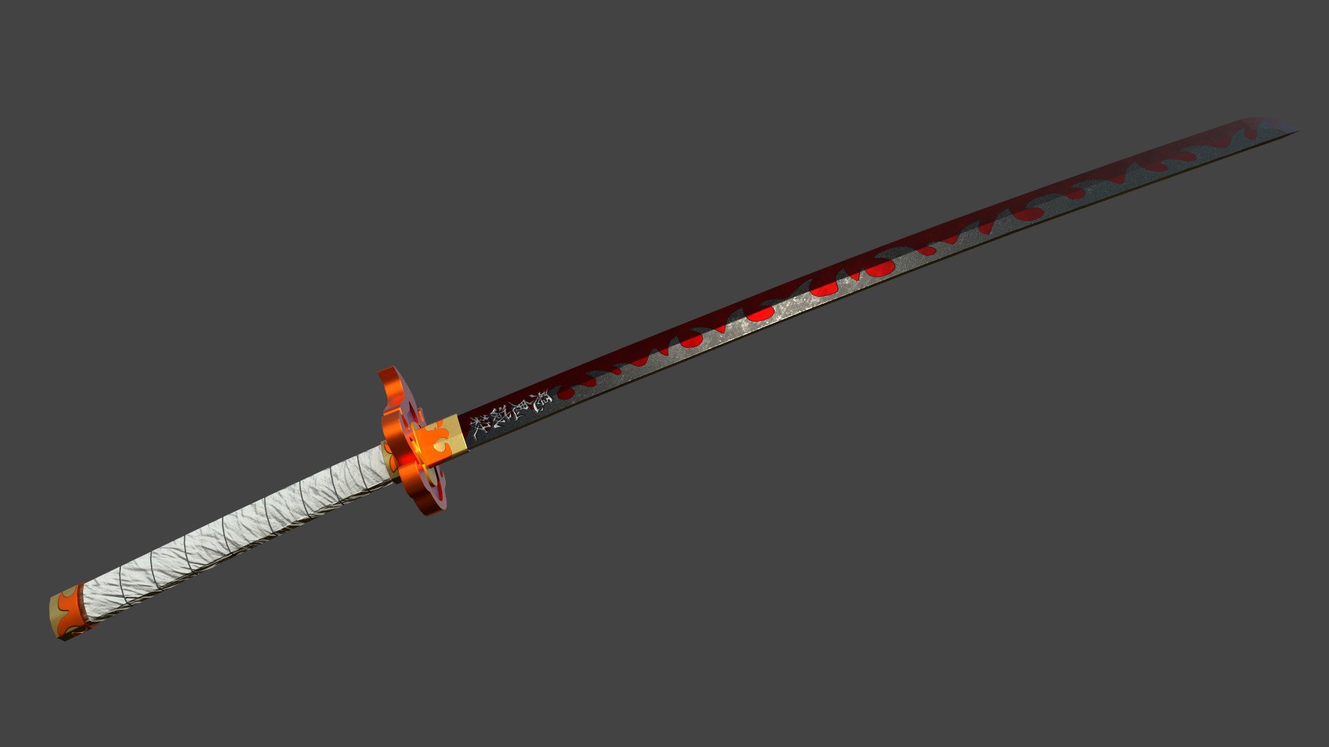 3D Kyojuro Rengoku Nichirin. Kimetsu No Yaiba- Demon Slayer ...