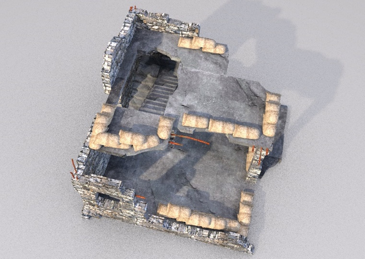 World war outpost in ruins 3D model - TurboSquid 2022445