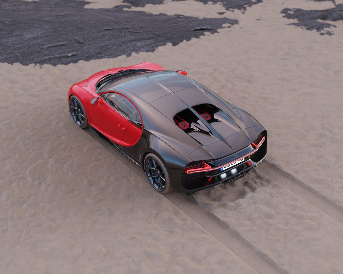 3D Bugatti Chiron Sport - Keyshot 10 Car Exterior Scene - Beach Sunset ...