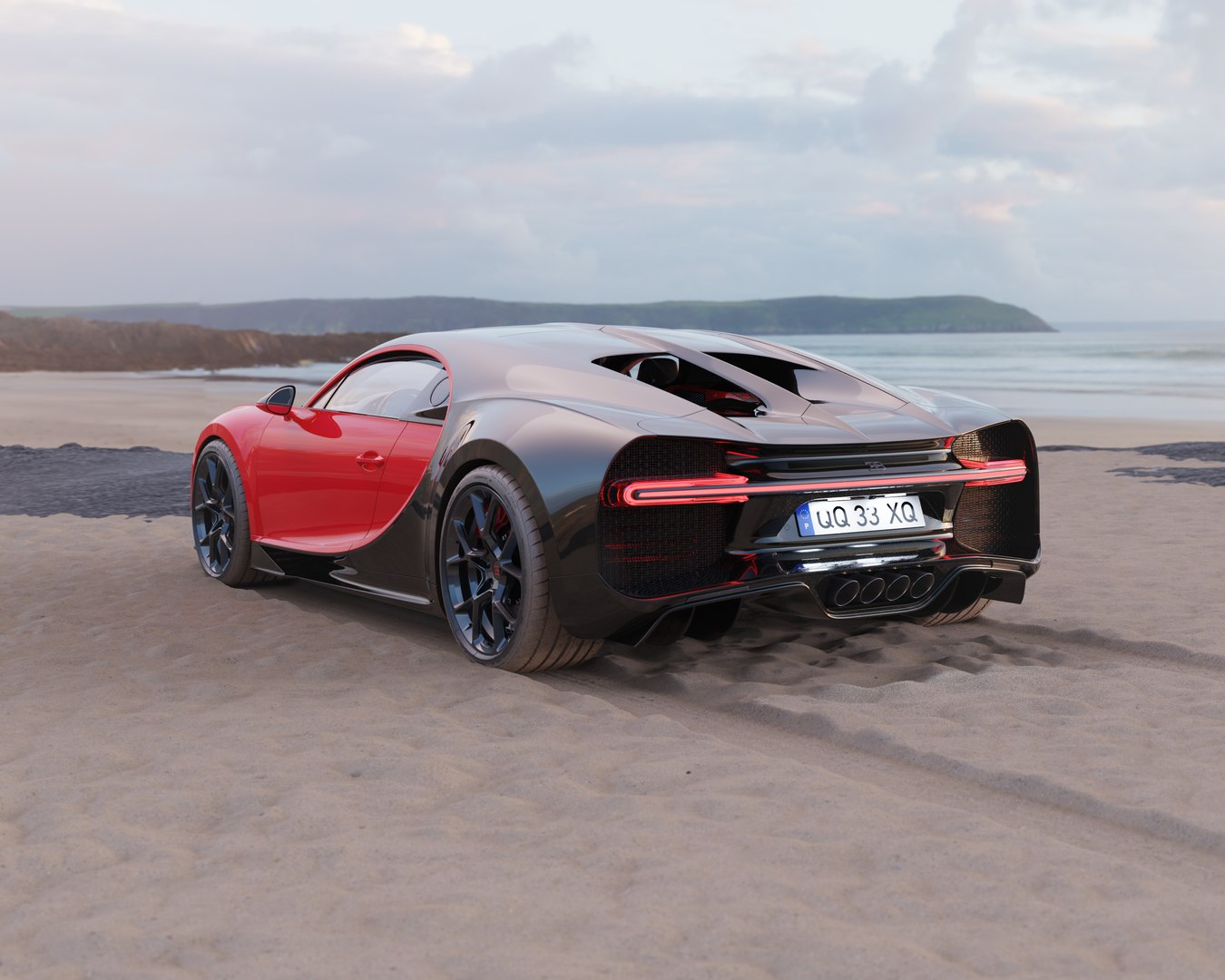 3D Bugatti Chiron Sport - Keyshot 10 Car Exterior Scene - Beach Sunset ...