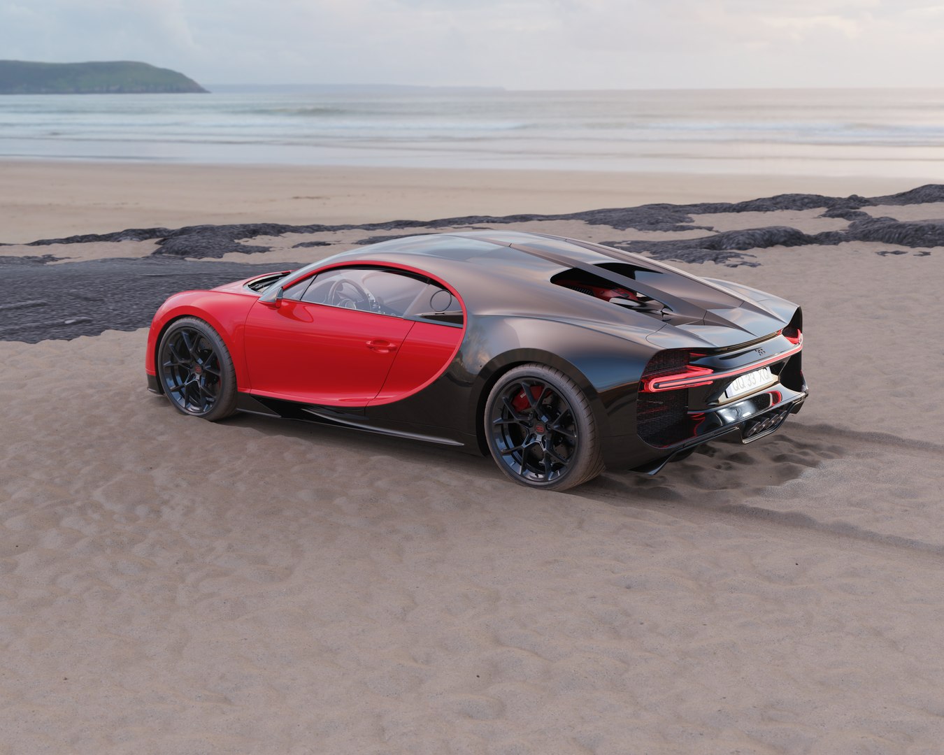 3D Bugatti Chiron Sport - Keyshot 10 Car Exterior Scene - Beach Sunset ...