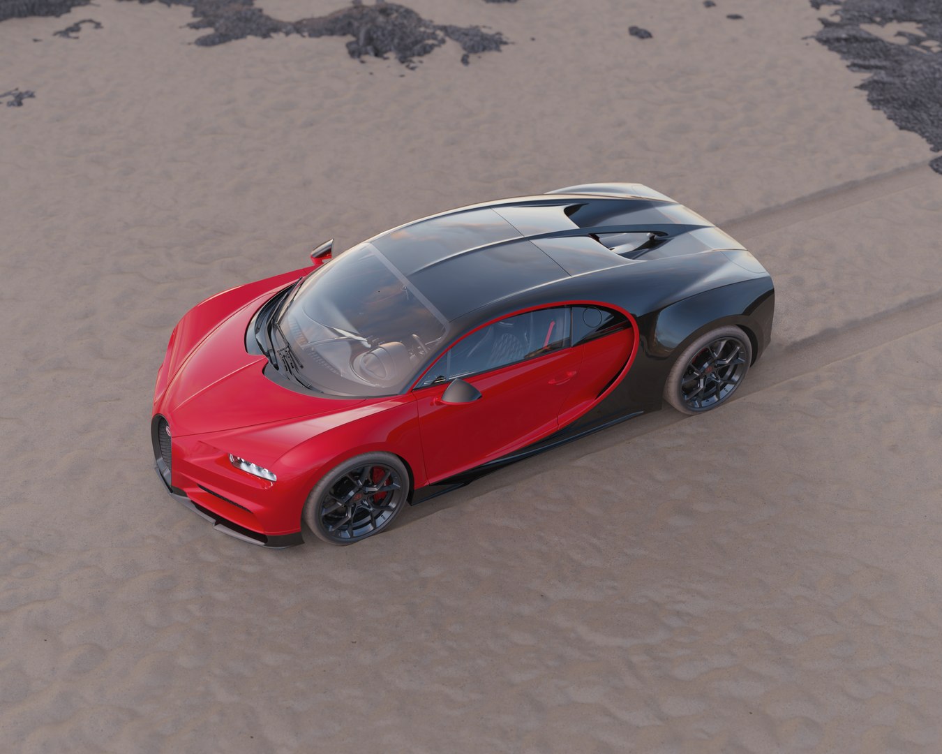 3D Bugatti Chiron Sport - Keyshot 10 Car Exterior Scene - Beach Sunset ...