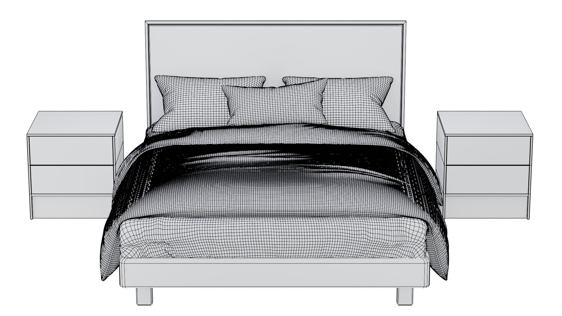 Queen Bed Model - TurboSquid 2183005