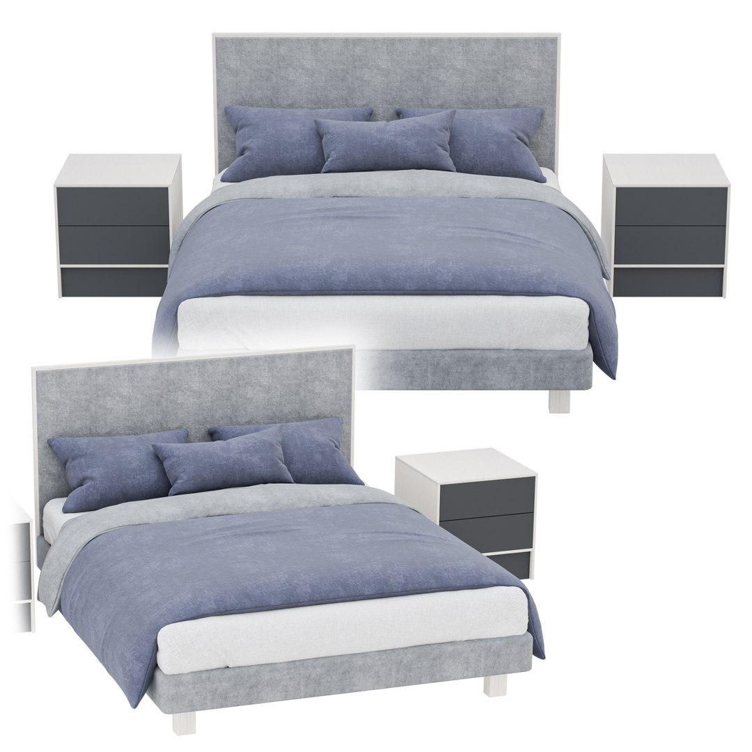 Queen Bed Model - TurboSquid 2183005
