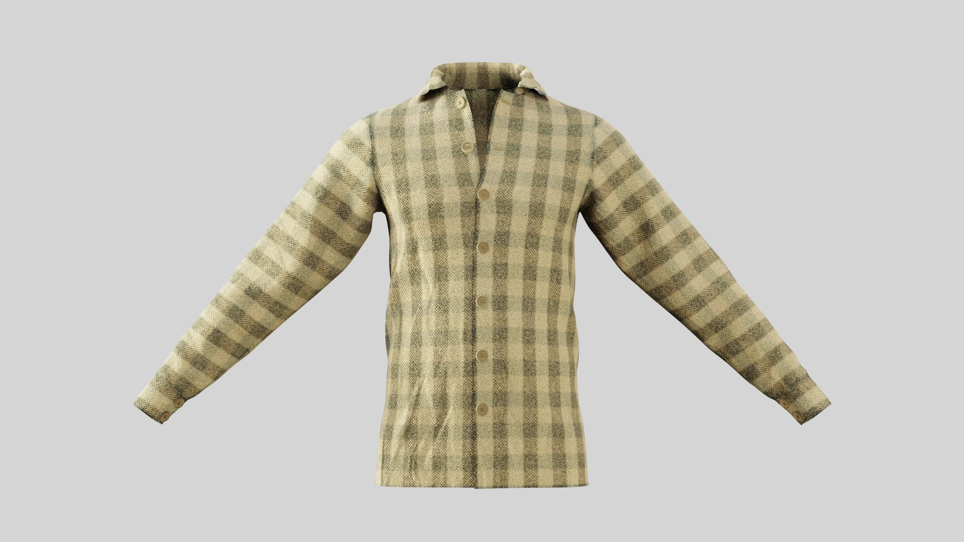 Male Shirt 01 Light Yellow Fannel Checkered 3D Model - TurboSquid 2407405