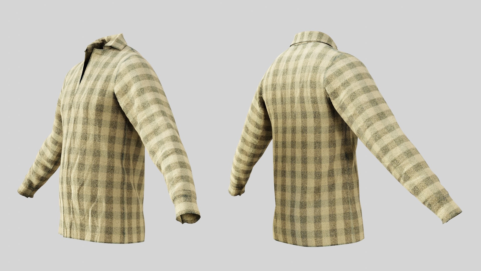 Male Shirt 01 Light Yellow Fannel Checkered 3D Model - TurboSquid 2407405