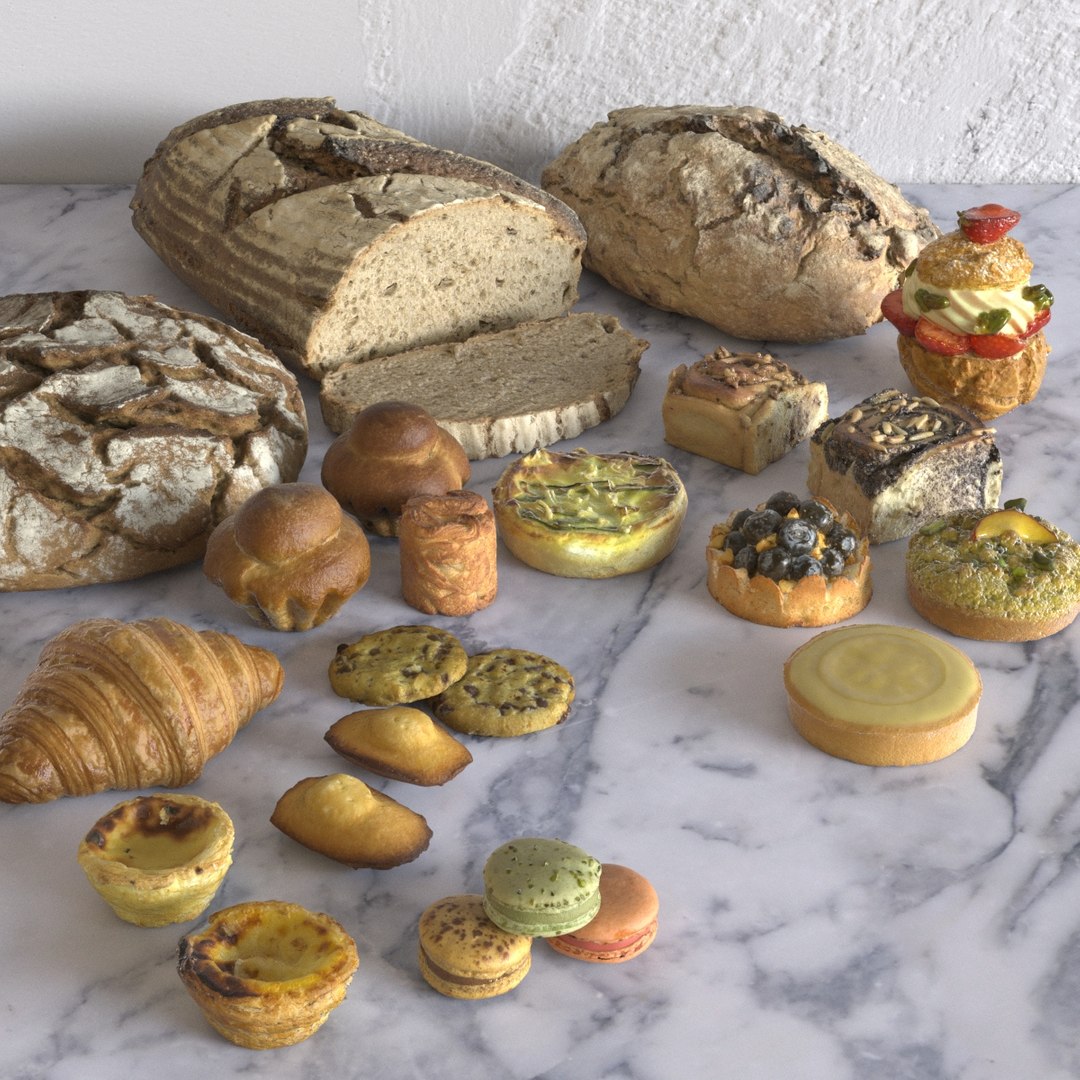 Photorealistic Pastries Bread 3D Model - TurboSquid 1421650