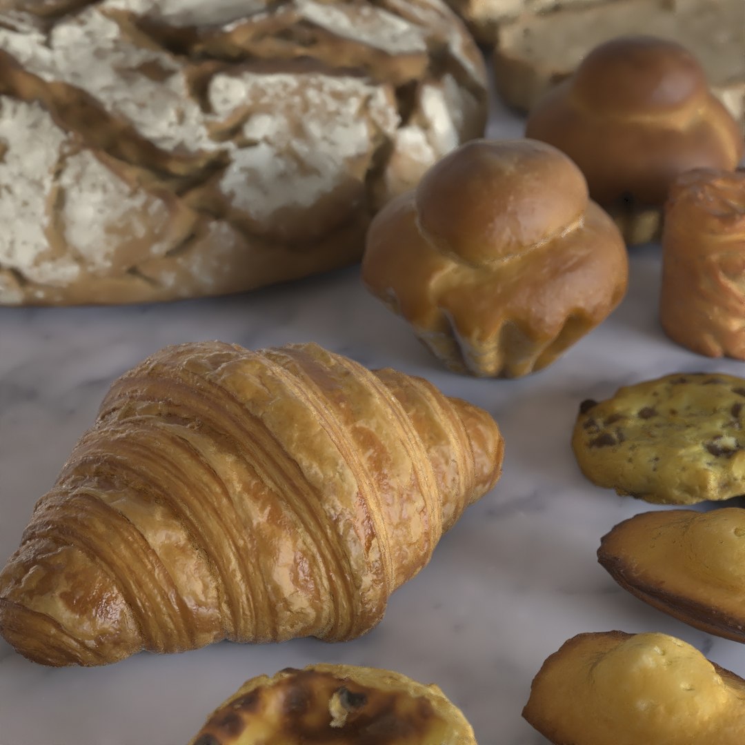 Photorealistic Pastries Bread 3D Model - TurboSquid 1421650