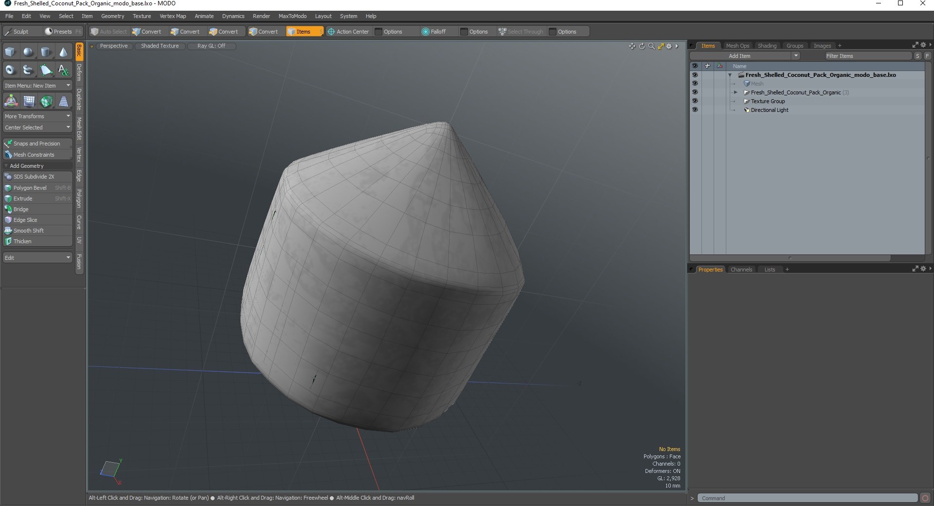 Fresh Shelled Coconut Pack Organic 3D - TurboSquid 2212195