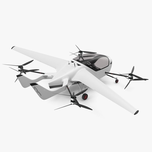 3D модель Двухместный самолет eVTOL Air One, оснащенный для Maya ...