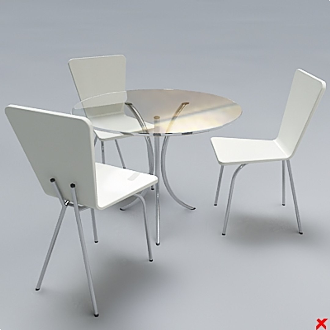 Free Table Set 3d Model