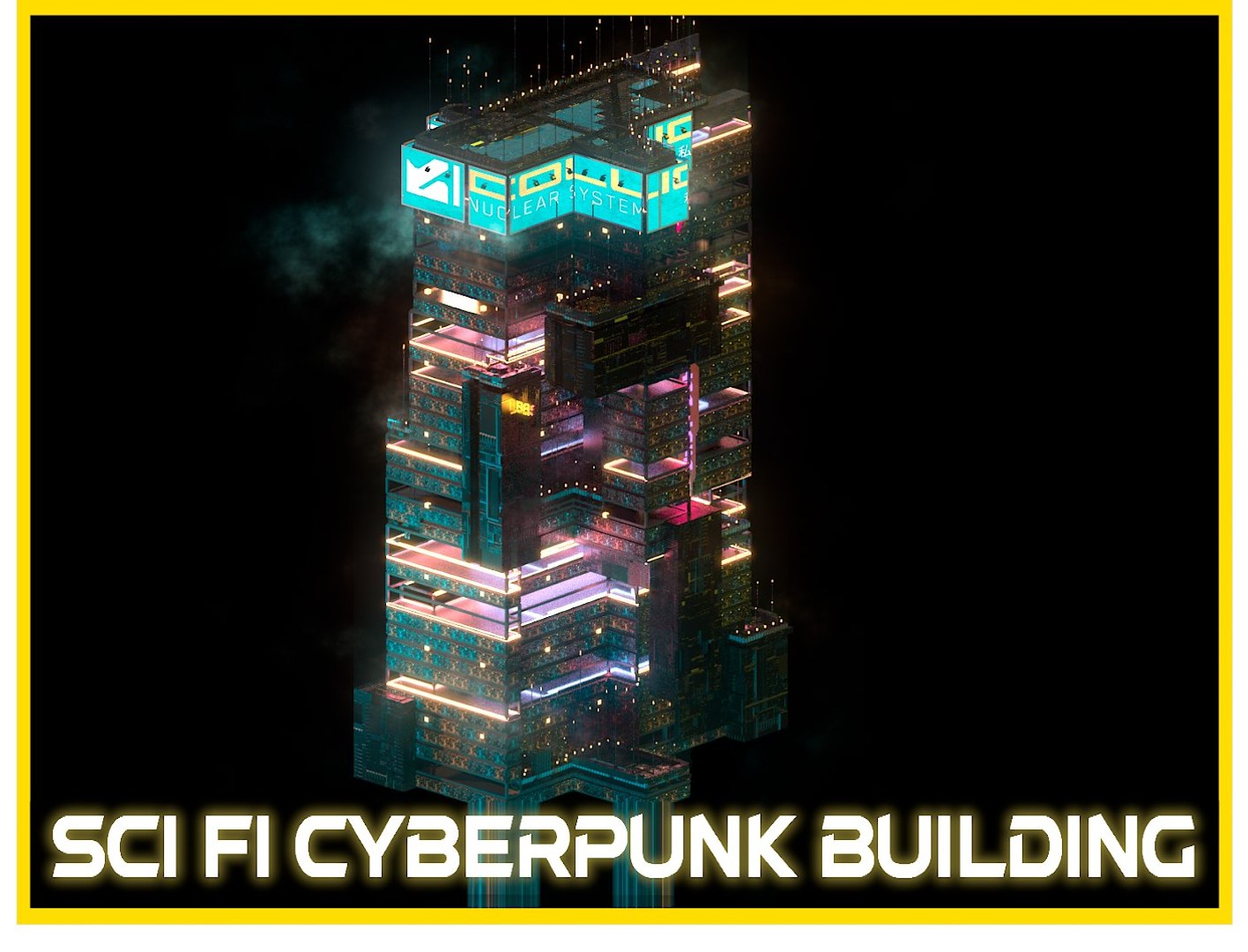 3D Sci-Fi Futuristic Cyberpunk Sci Fi City Building Skyscraper 34 ...