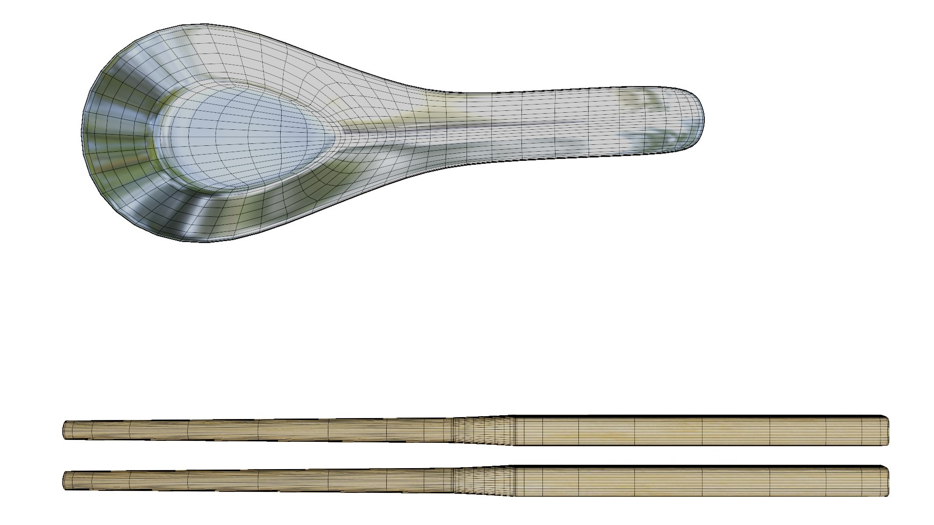 3D Chopsticks Spoon Model - TurboSquid 1966931