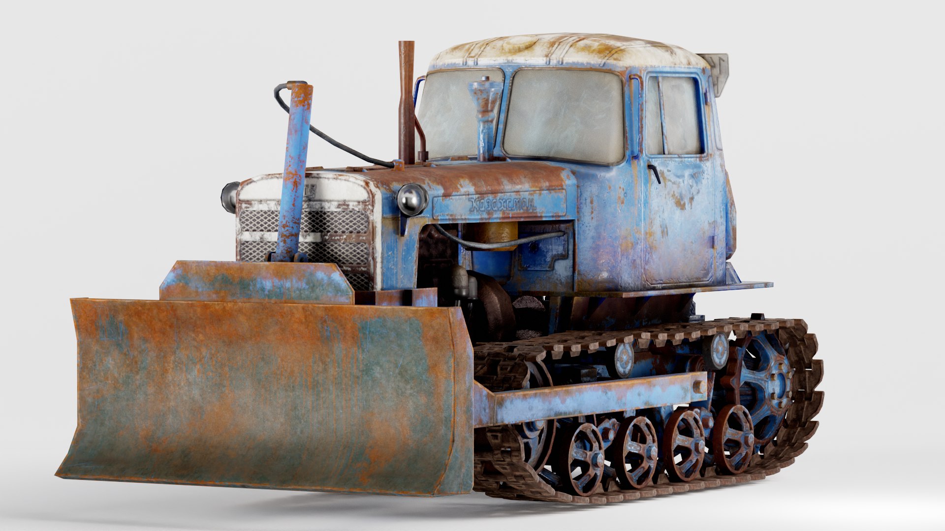 Set of DT-75 rusted diesel tractor in 6 color variants iv7 3D model ...