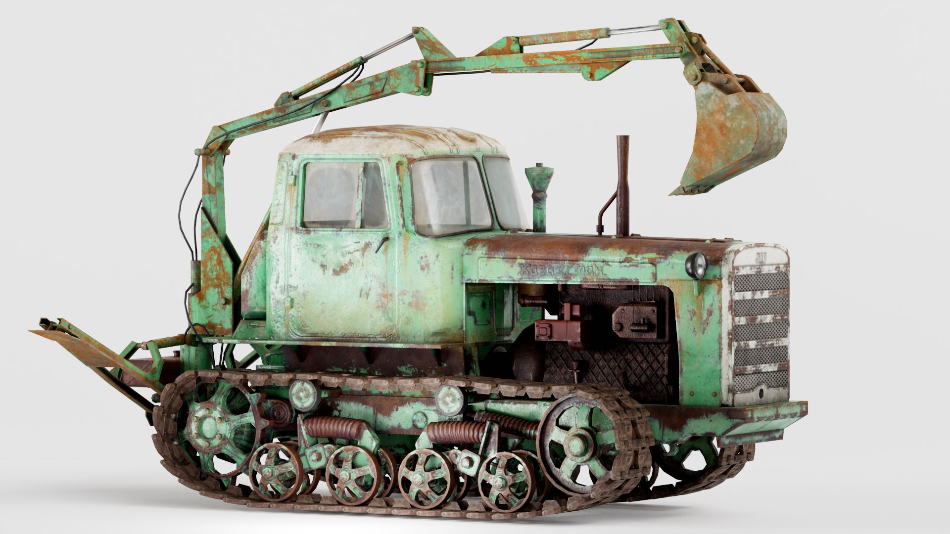 Set of DT-75 rusted diesel tractor in 6 color variants iv7 3D model ...