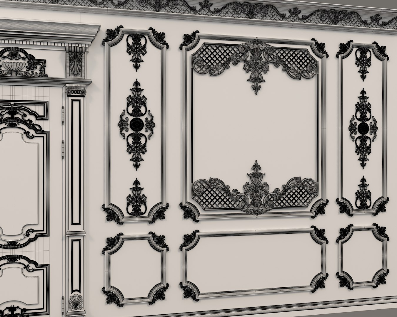 3D Model Wall Molding In Classic French Style 21 - TurboSquid 2198056