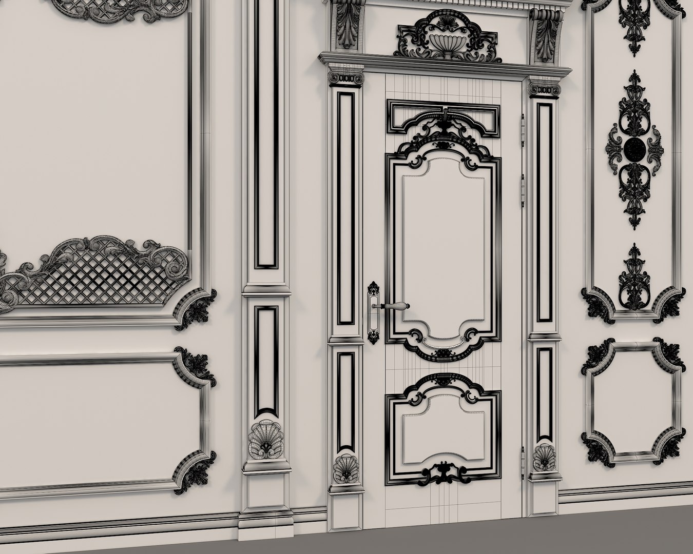 3D Model Wall Molding In Classic French Style 21 - TurboSquid 2198056