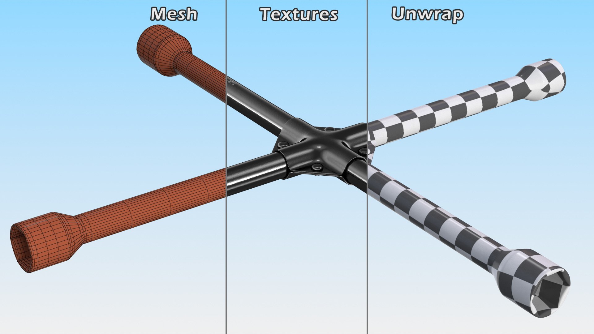 3D way lug nut wrench - TurboSquid 1708724