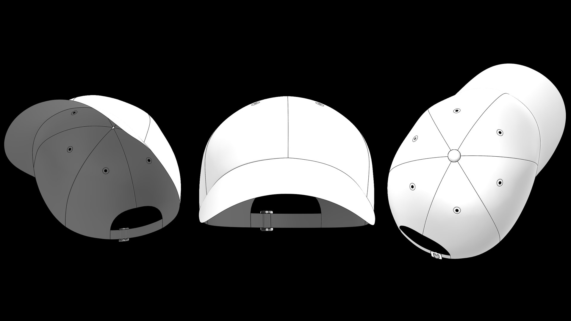 BASIC CAPS 6 And 5 Panel Genesis 8 Male Zpac Obj Fbx Highpoly Model ...