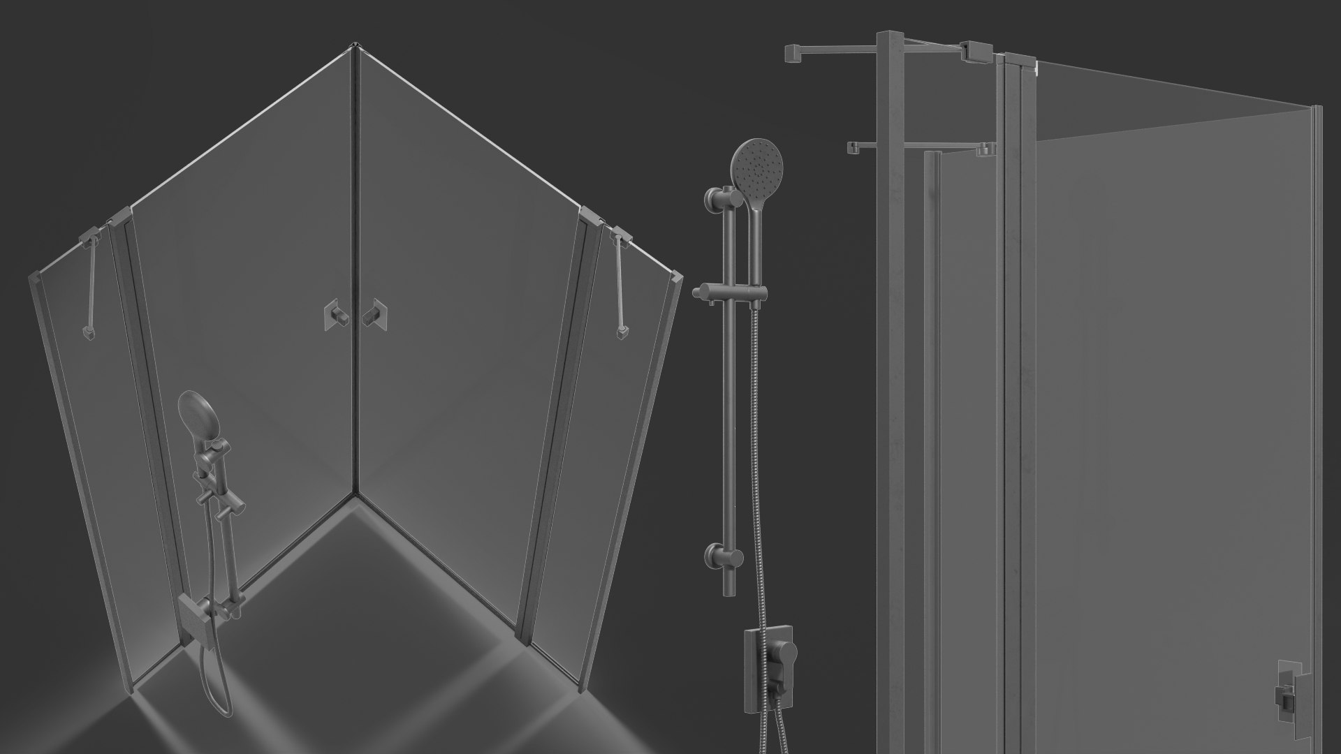 Glass Shower Cubicle Black 3D Model - TurboSquid 2091964