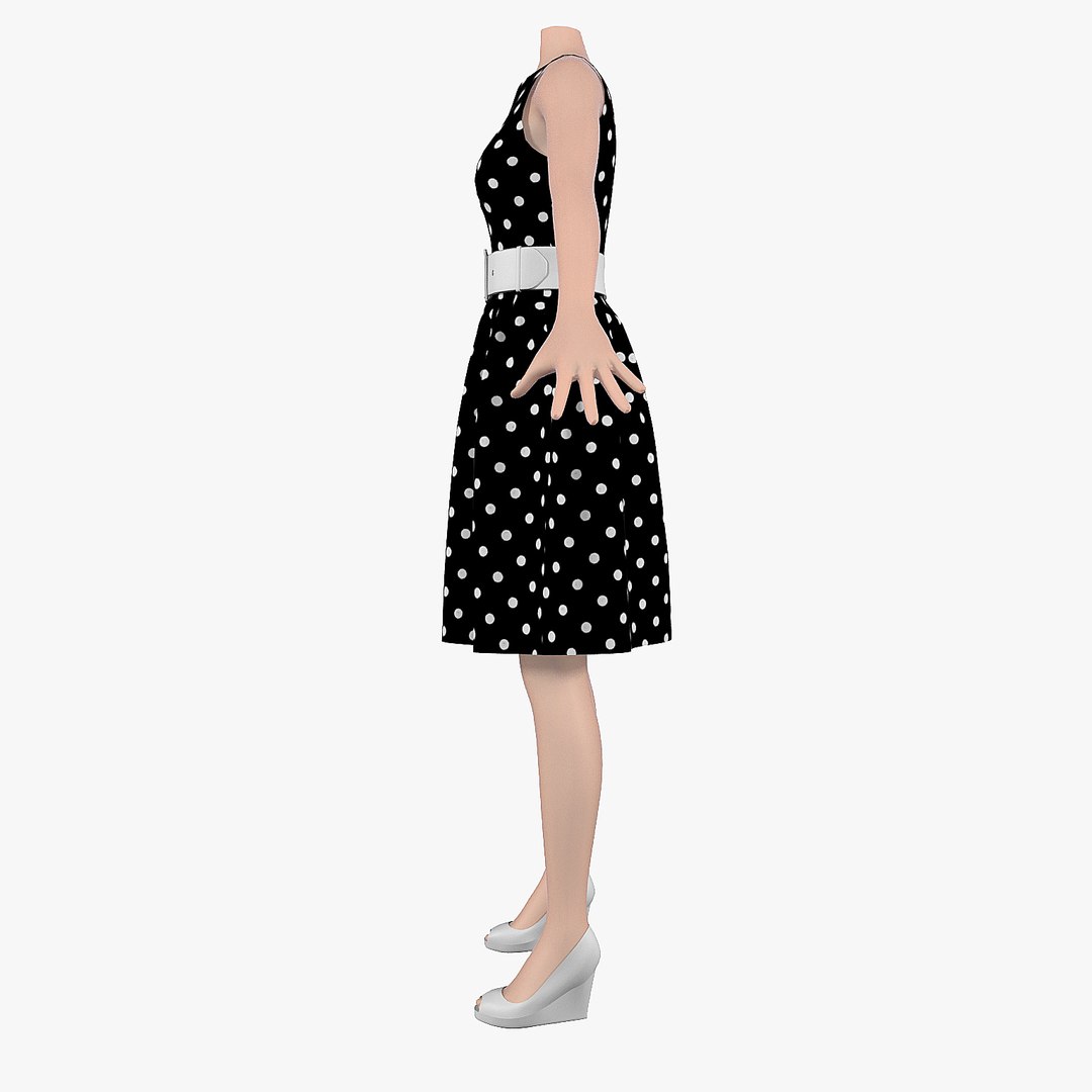 3d 3ds Dress White Peas Female Mannequin