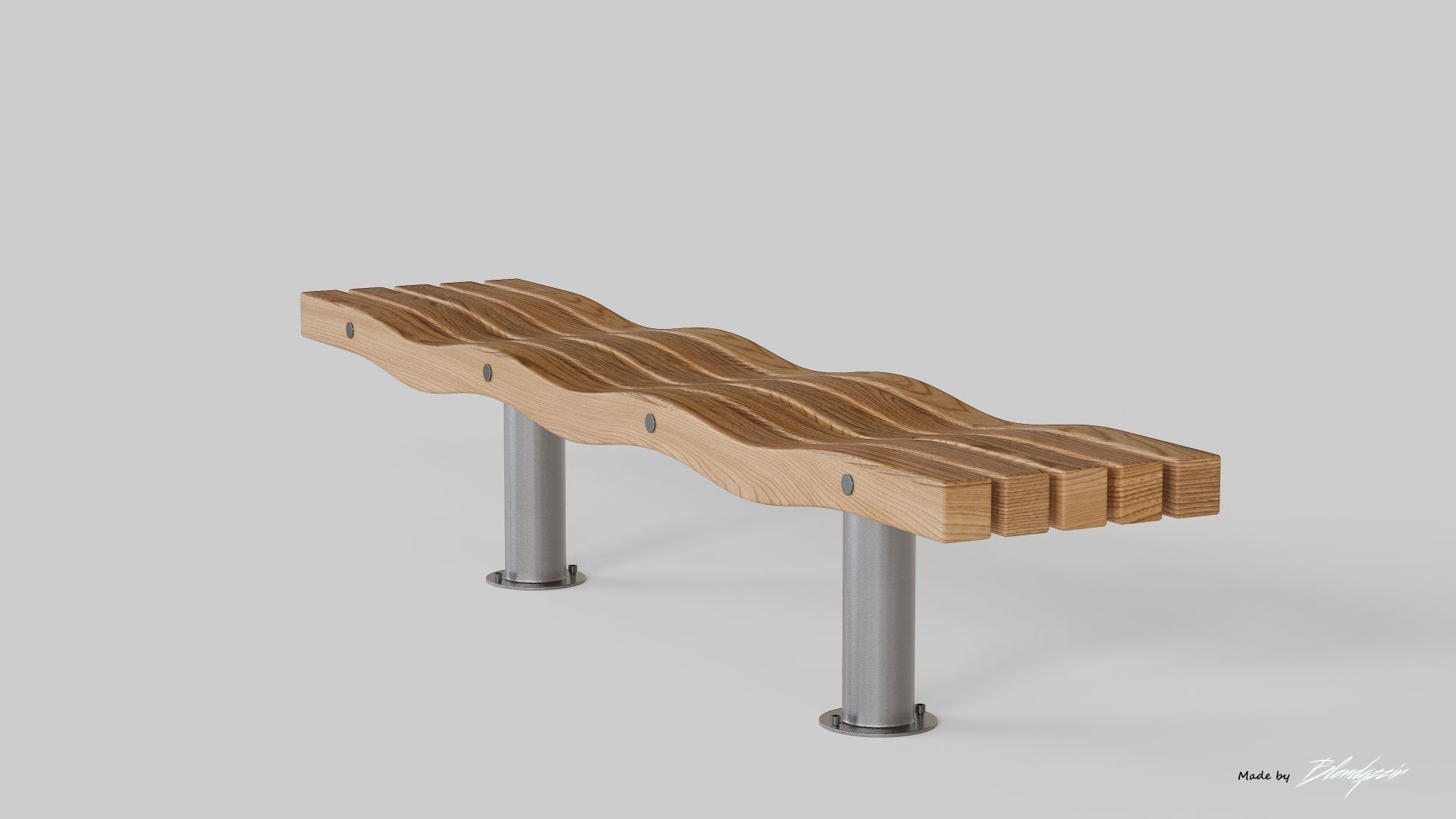 3D SERPENTINE FIVE SLAT BENCH AND SEAT Model - TurboSquid 2268586