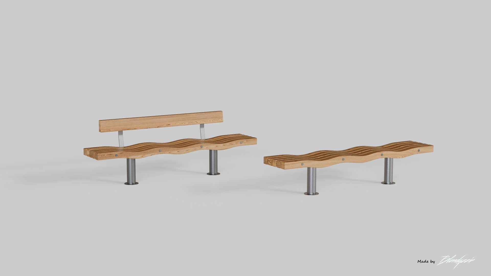 3D SERPENTINE FIVE SLAT BENCH AND SEAT Model - TurboSquid 2268586