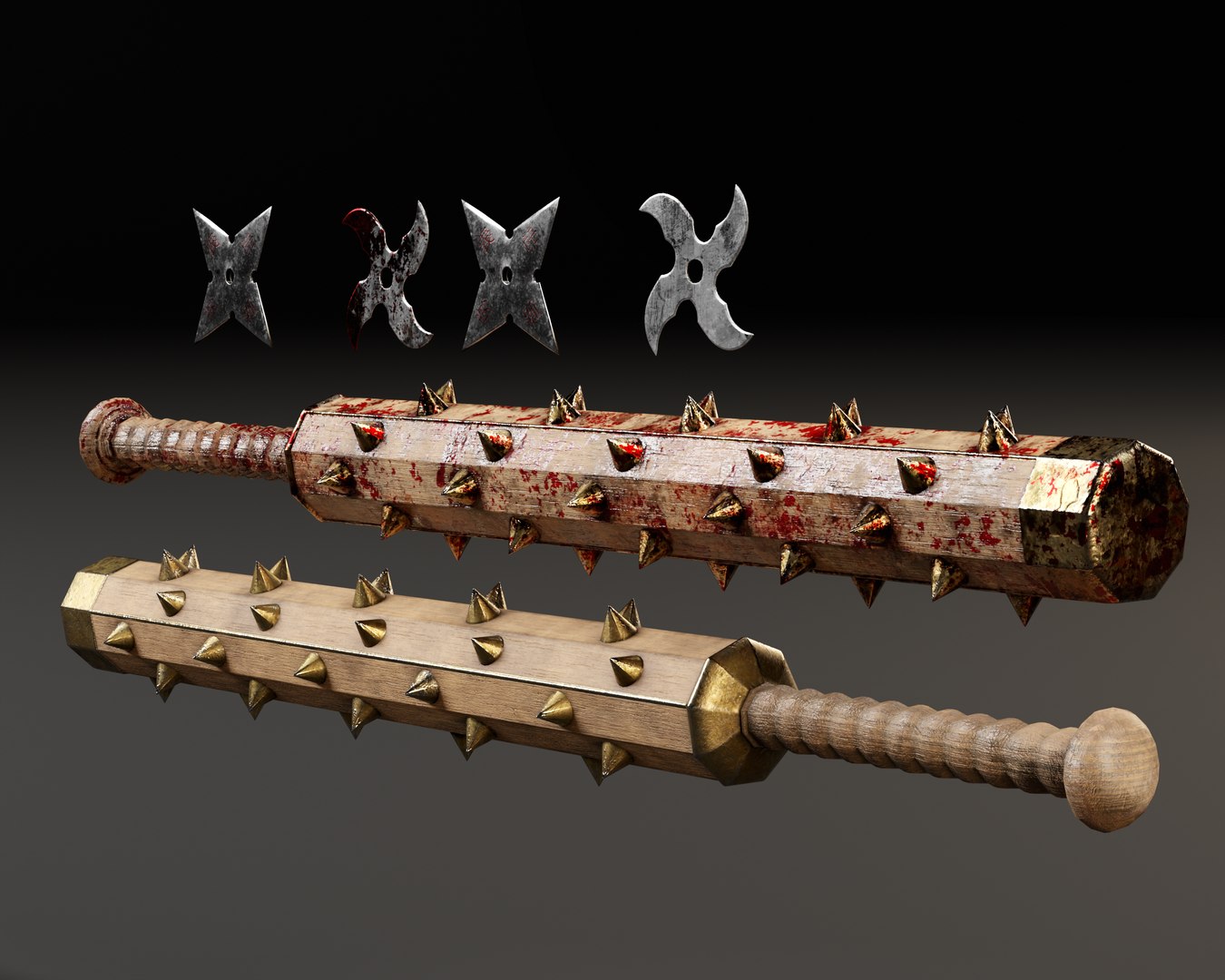 3D Tetsubo And Shurikens Model - TurboSquid 2355149