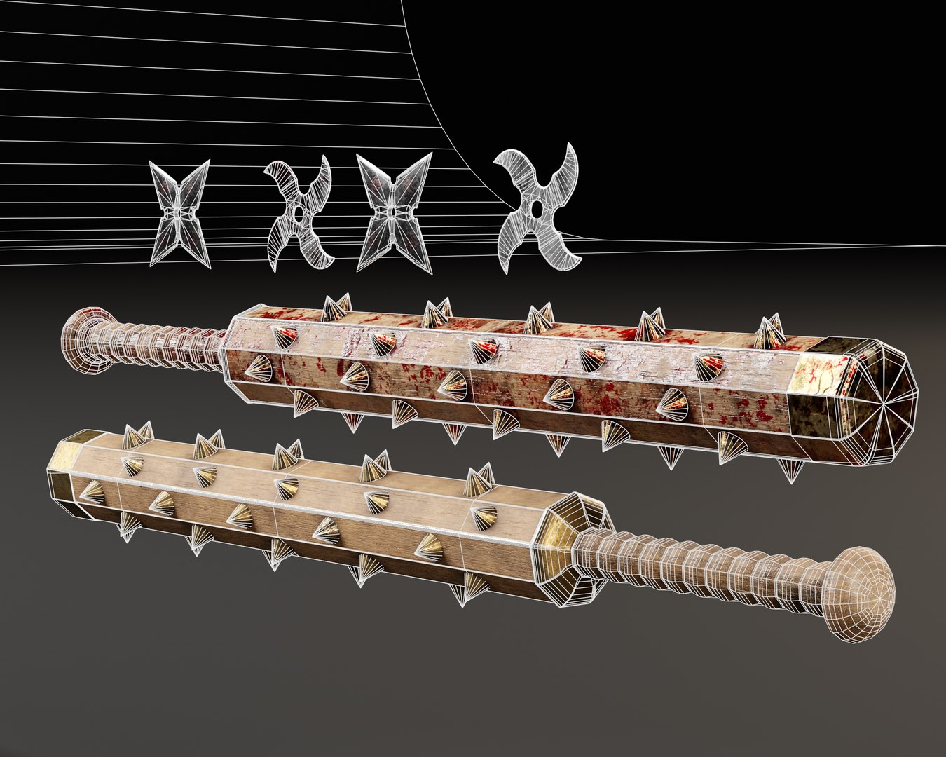 3D Tetsubo And Shurikens Model - TurboSquid 2355149