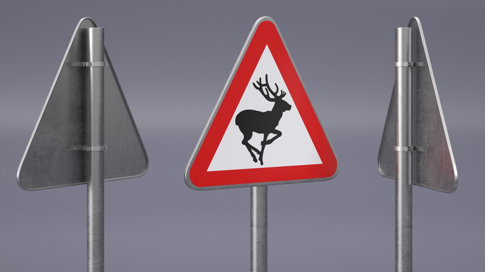3D Road Sign Wild Animals - TurboSquid 2211832