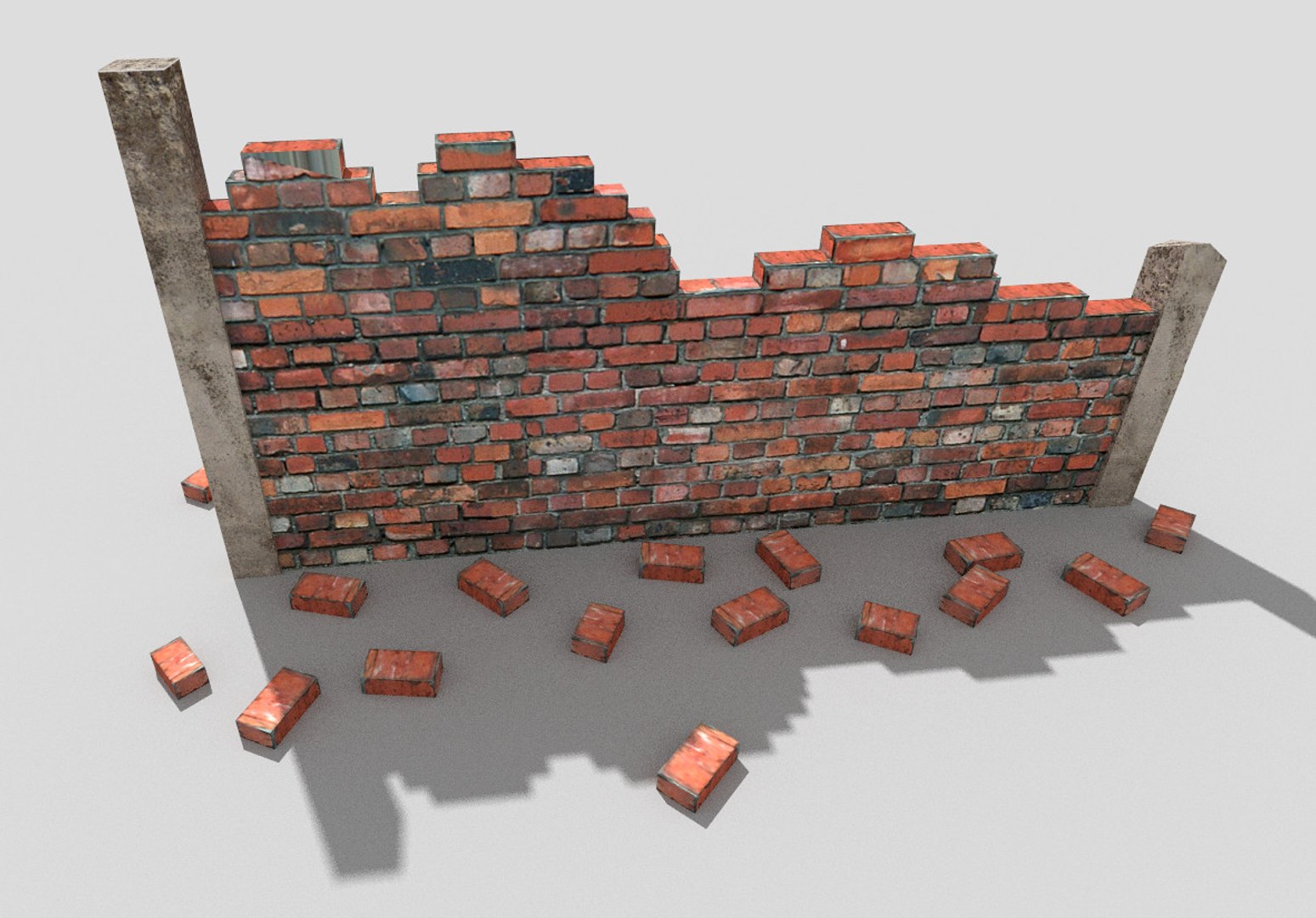 3d Model Destroyed Wall