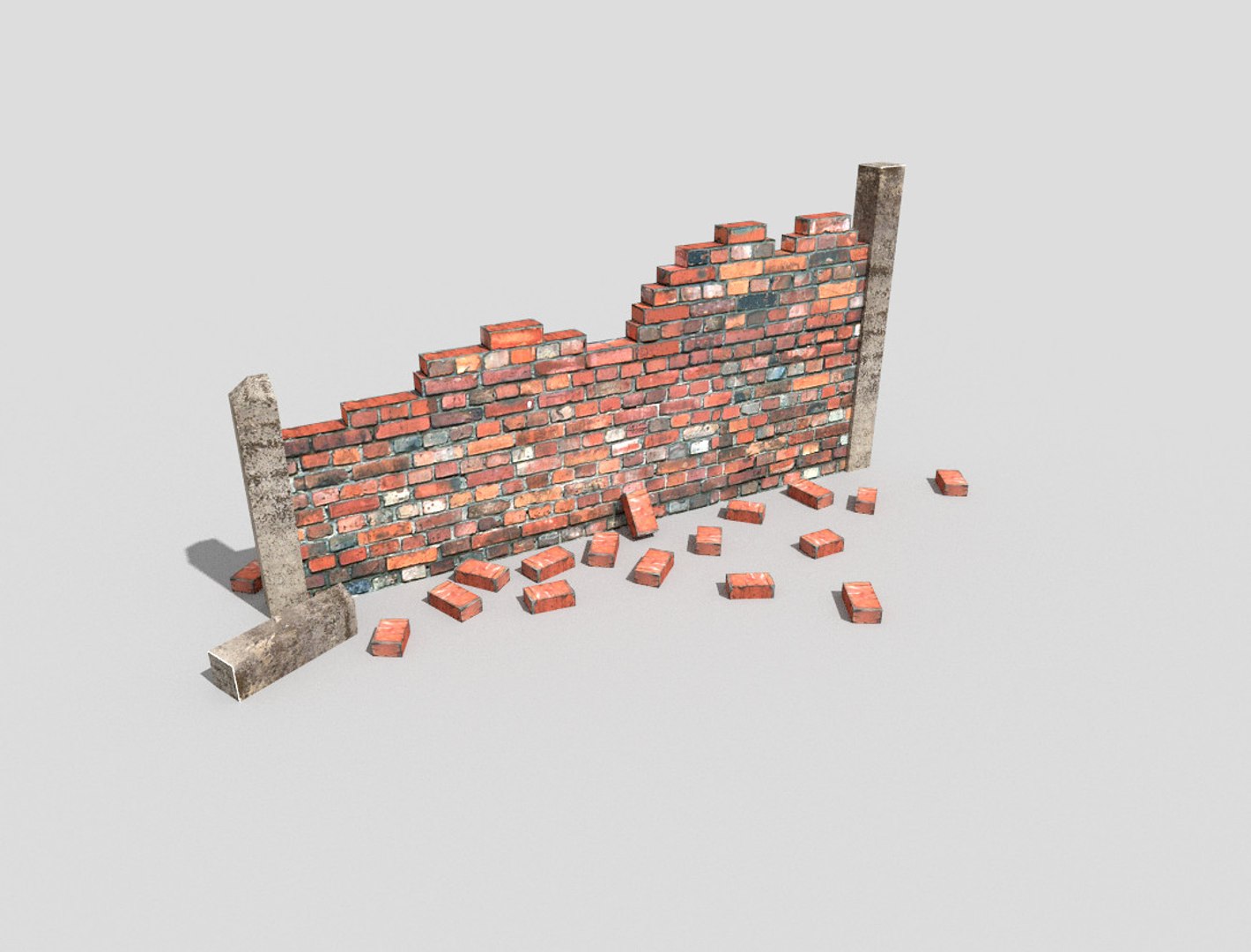 3d Model Destroyed Wall