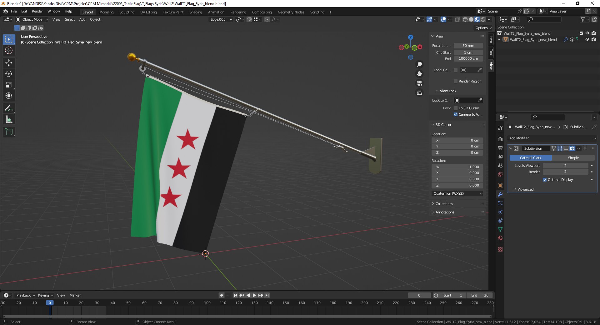3D Wall Flag Syria T2 - New Flag - TurboSquid 2321794