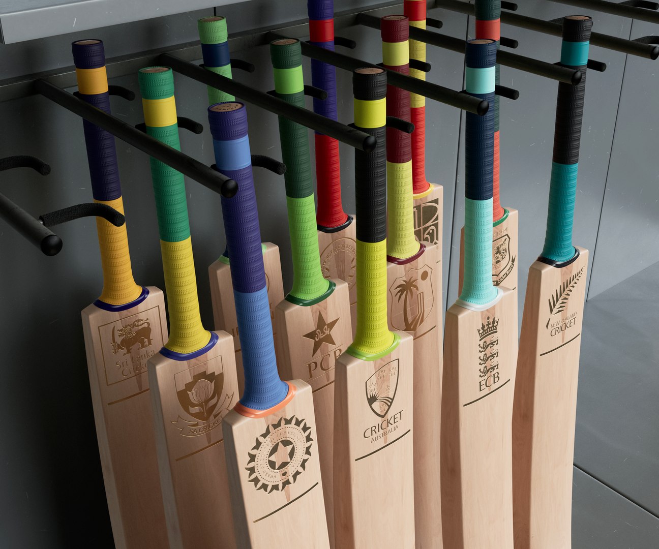 3D Model Icc Cricket Bad Branded Bat Display Rack - TurboSquid 2090839