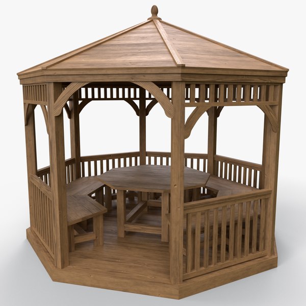 PBR Wooden Pergola Gazebo C6 3D model - TurboSquid 2014167