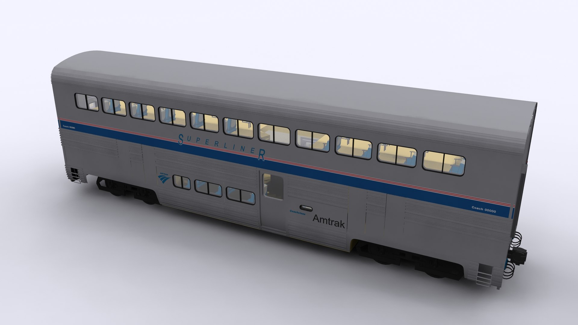 3d Model Of Amtrak Locomotive Carriages