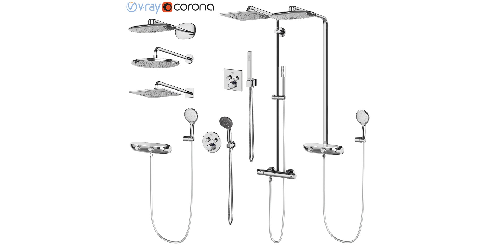 Shower Systems Grohe Set 3D Model - TurboSquid 1585700