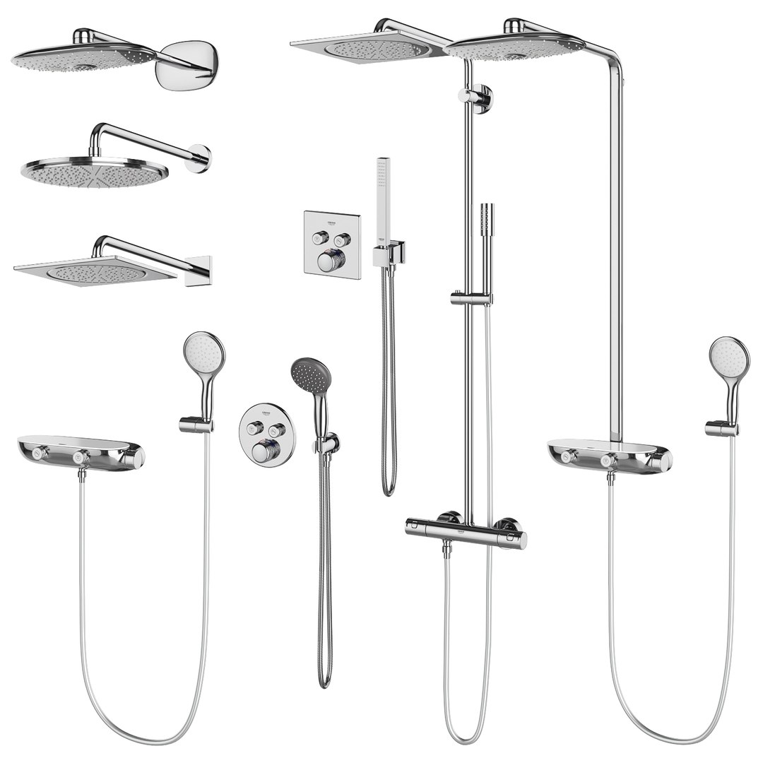 Shower Systems Grohe Set 3D Model - TurboSquid 1585700