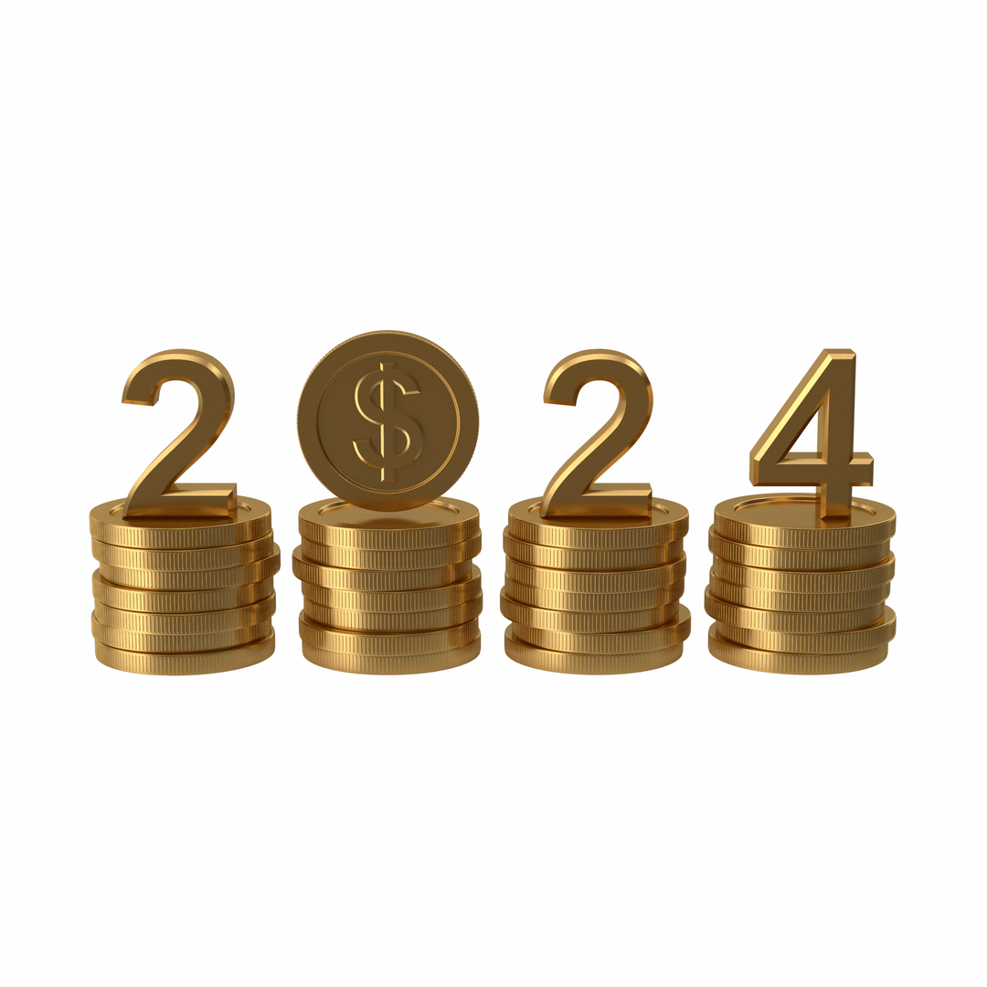 Gold 2024 And Coins 3D - TurboSquid 2329258