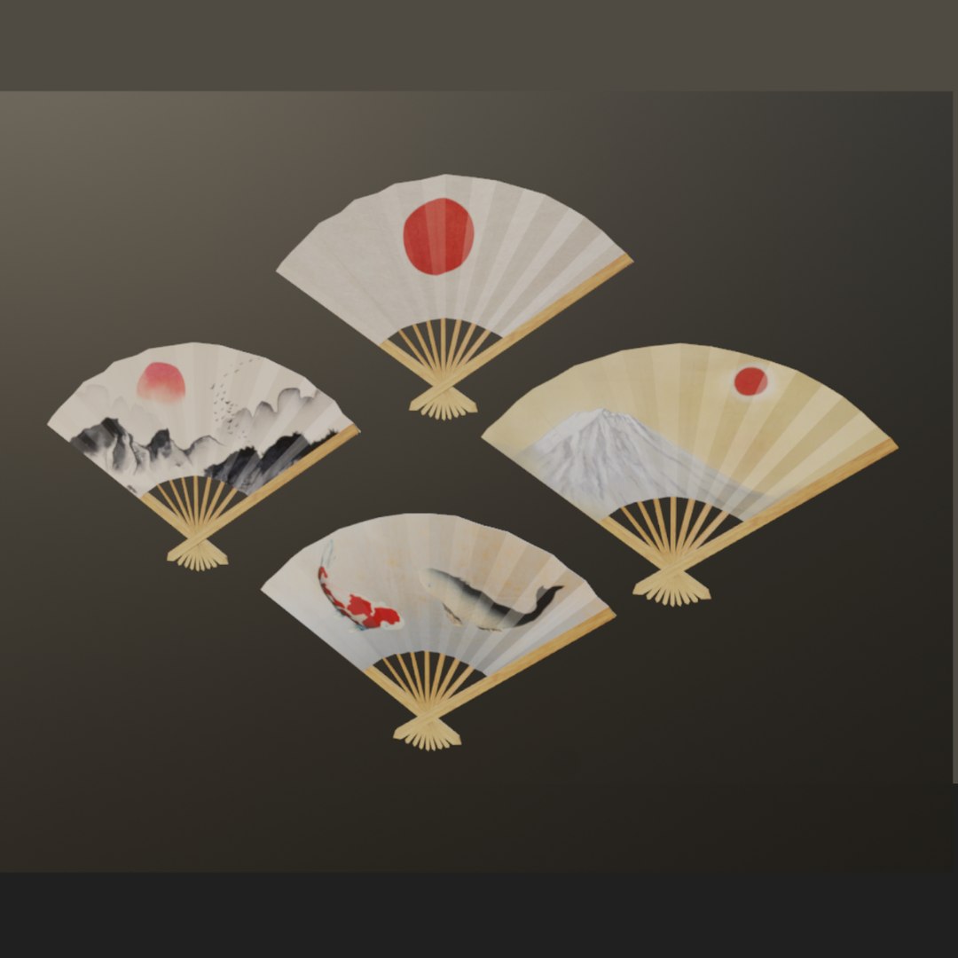 3D Japanese Bamboo Hand Fan - TurboSquid 2023916