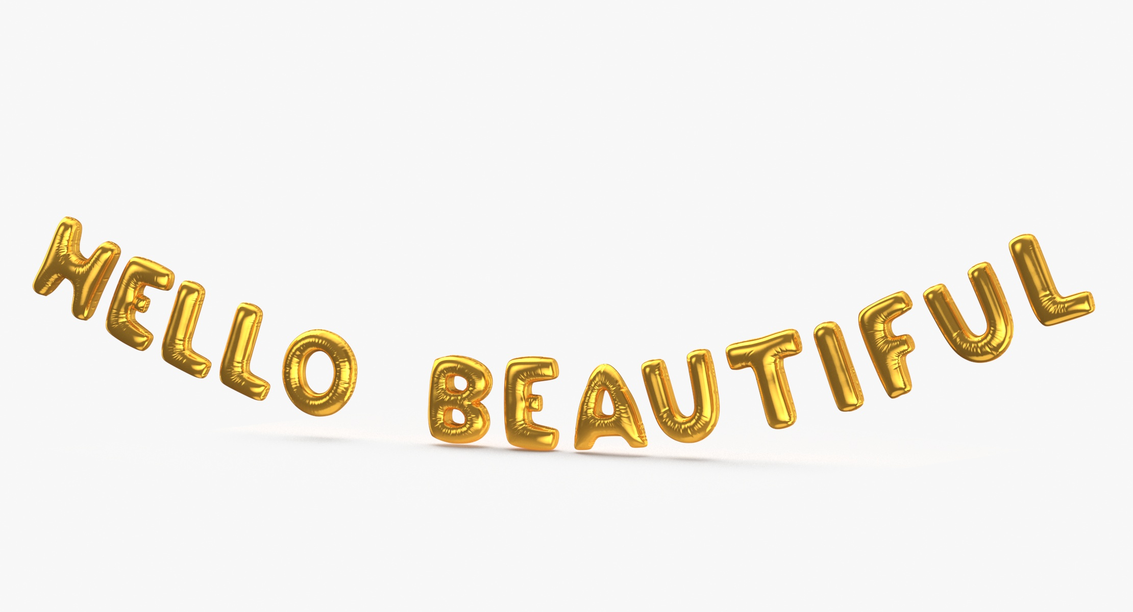 Foil Baloon Words Hello Beautiful Gold 3D - TurboSquid 1740094